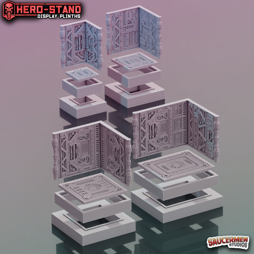 Modular display plinths and diorams for miniatures and wargame squads